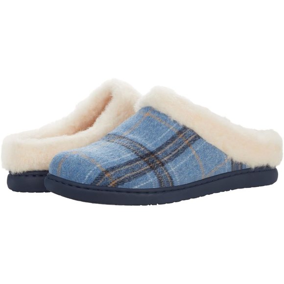 Born | Shoes | Born Slippers Ali Blue Plaid Shearling Lined Clogs ...